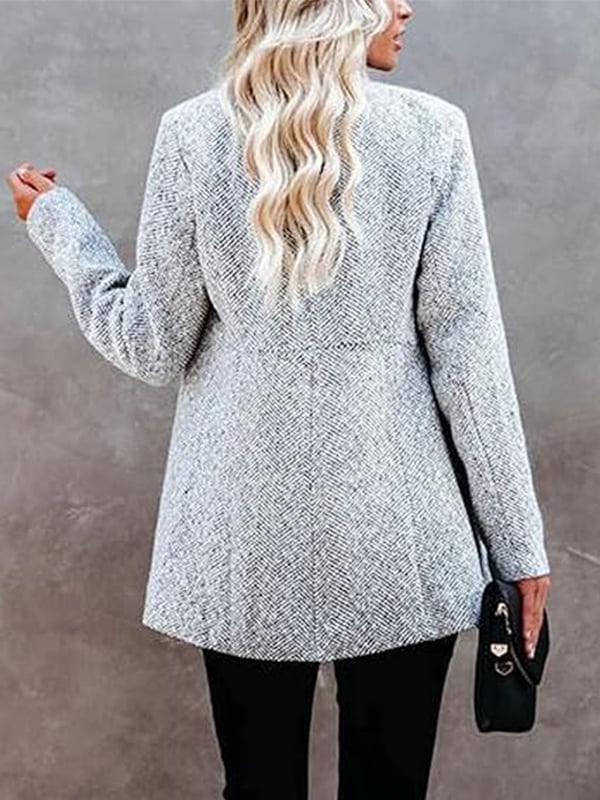Women's Solid Color Pocket Long Sleeve Open Front Coat – mylssa.com